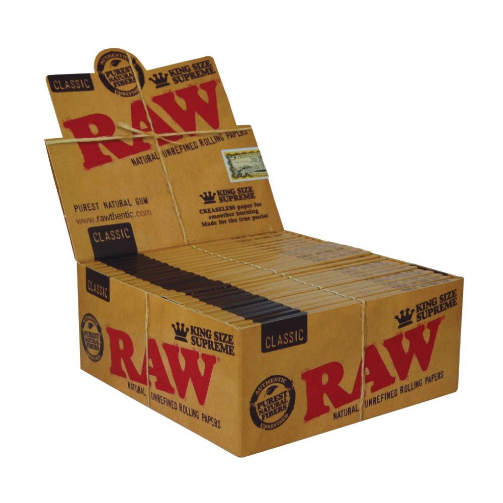 Raw Classic King Size Supreme Rolling Papers Box Grasscity®